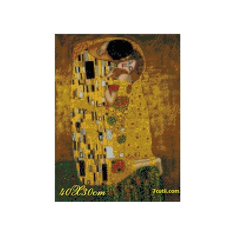 Goblen cu diamante - Sarutul - dupa imaginea lui Gustav Klimt ...